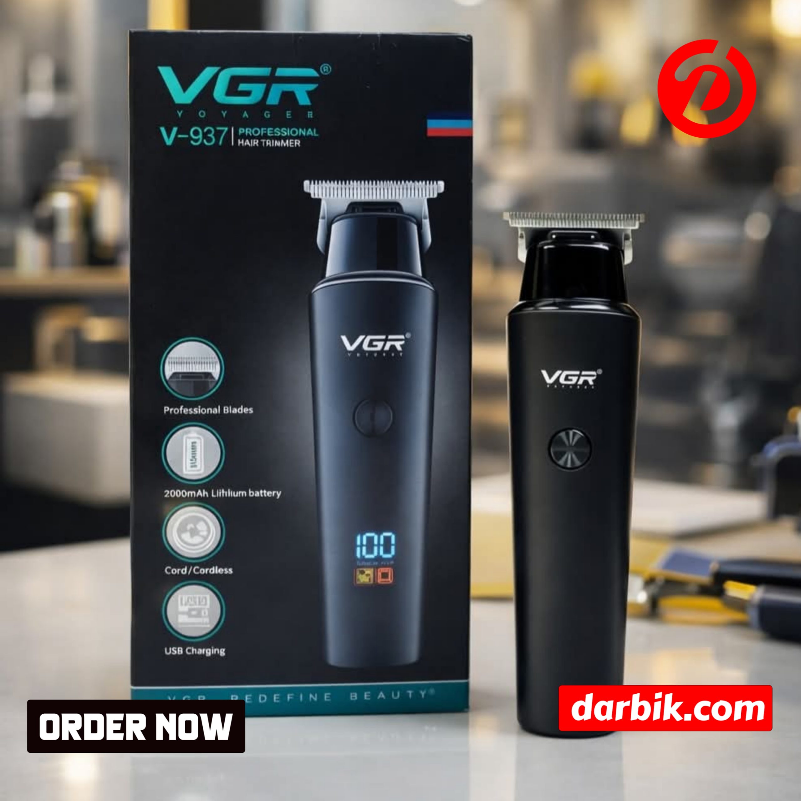 VGR V-937 Professional Hair Trimmer – 500 Min Runtime - Darbik